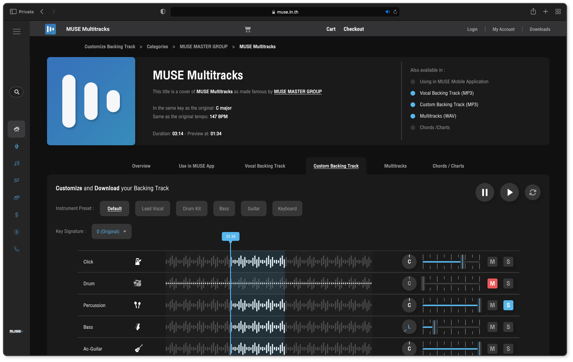 MUSE Multitracks - แบ็คกิ้งแทร็คเพลงไทย
